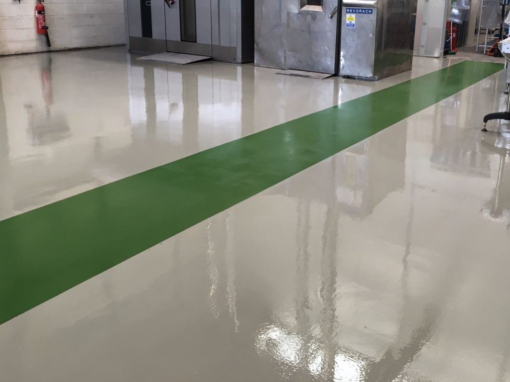 grey and green epoxy flooring - Page Industrial Coatings
